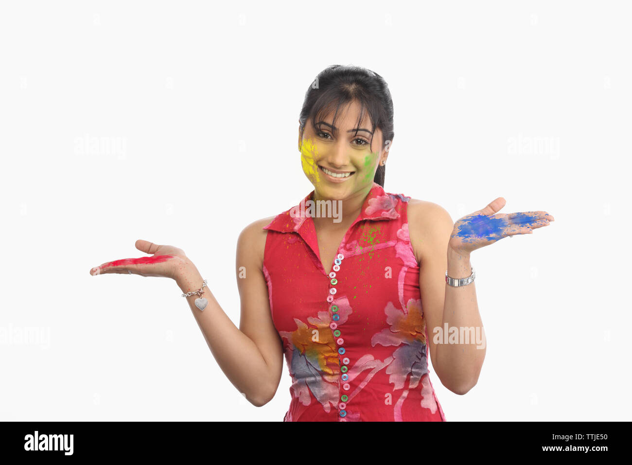 Woman celebrating holi festival Stock Photo - Alamy