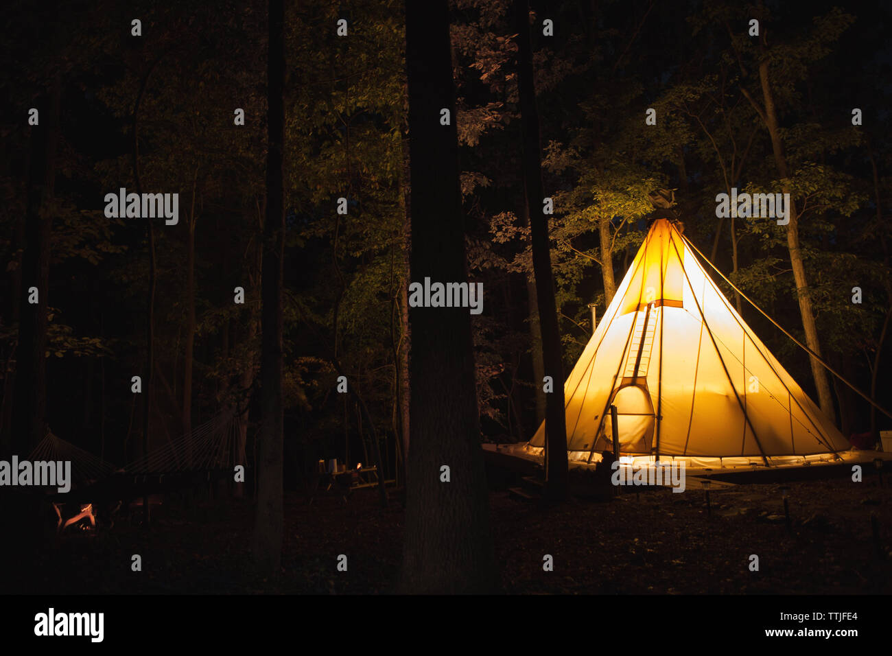 Teepee Glamping in Virginia Forest Stock Photo - Alamy