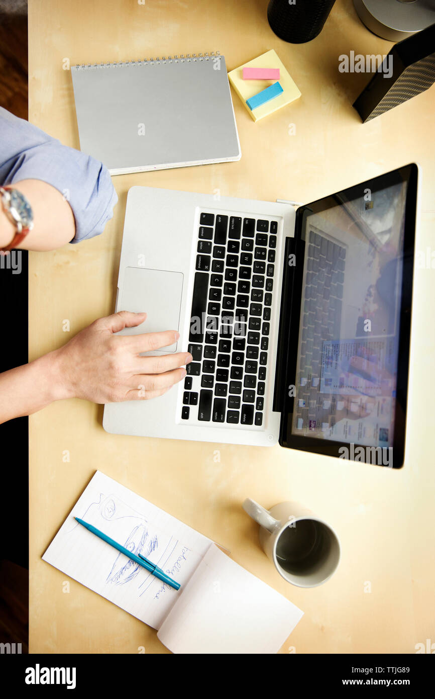 Overhead view of businessman working in office Stock Photo - Alamy