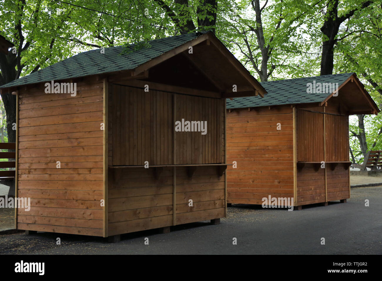 Wooden booths hi-res stock photography and images - Alamy