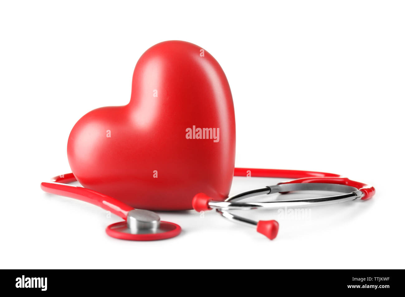 Red stethoscope and heart isolated on white Stock Photo - Alamy
