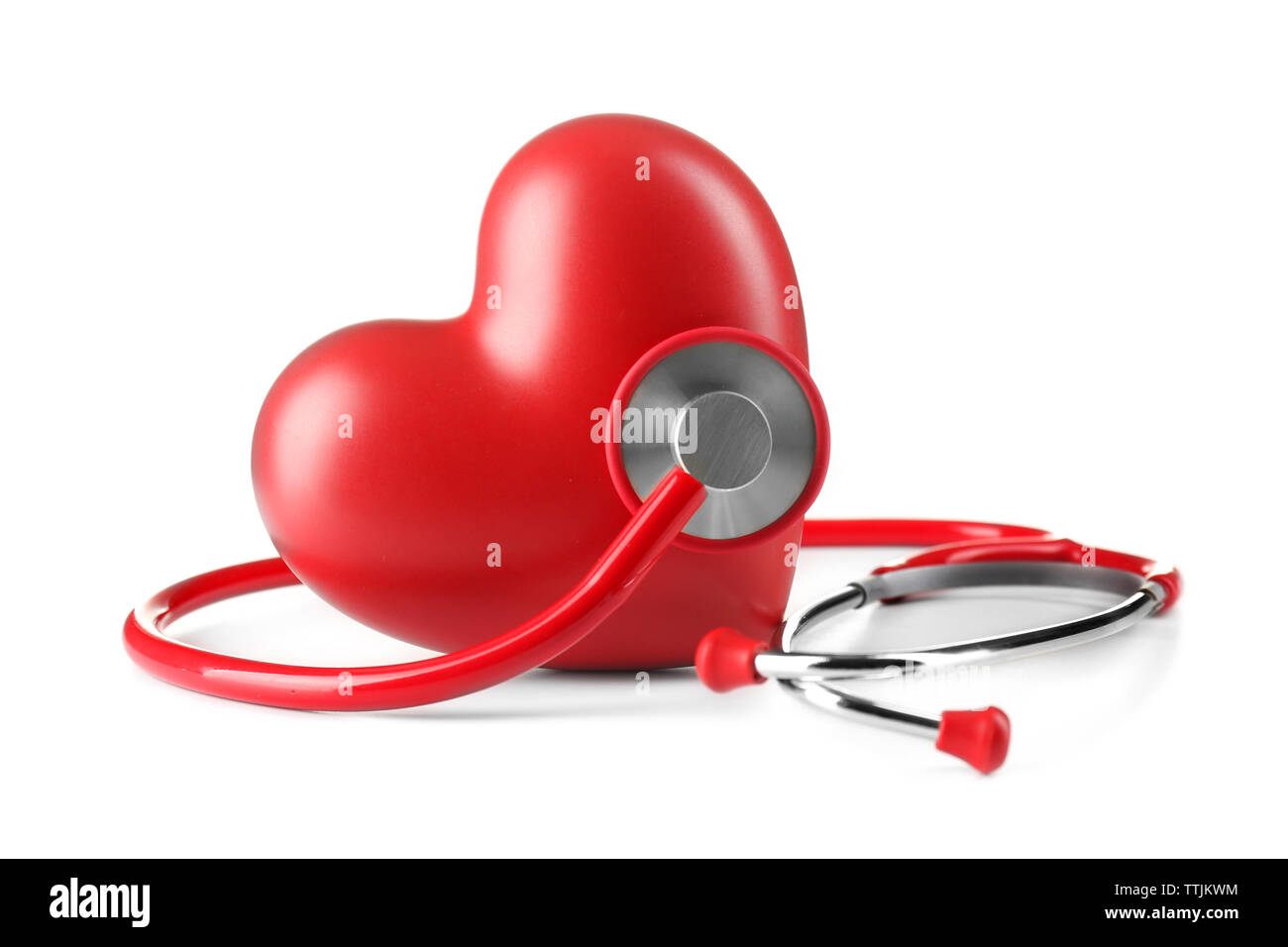 Red stethoscope and heart isolated on white Stock Photo - Alamy