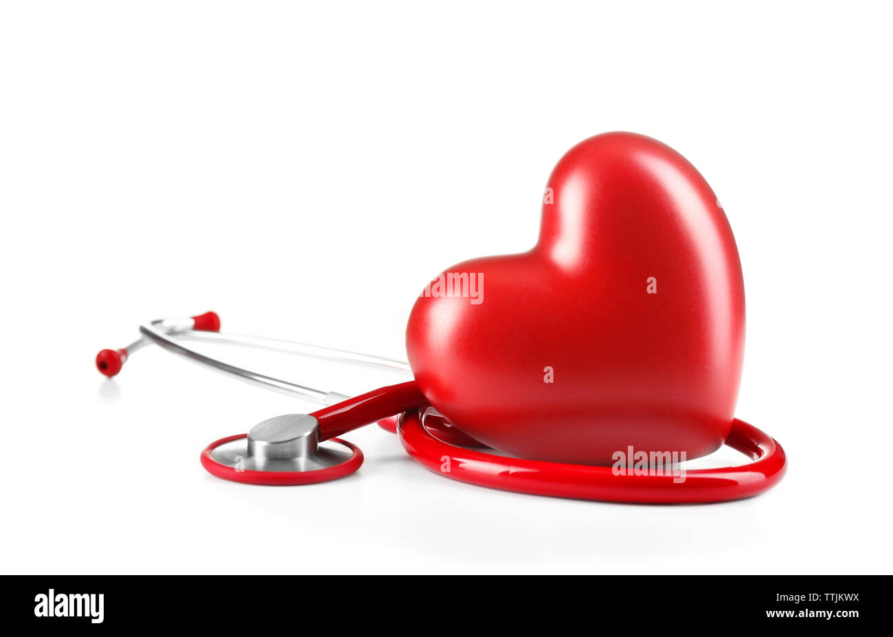 Red stethoscope and heart isolated on white Stock Photo - Alamy