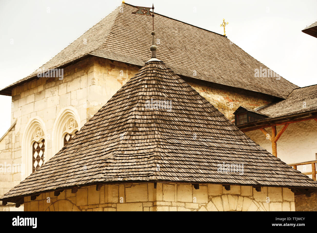 Medieval fortress in village Stock Photo - Alamy