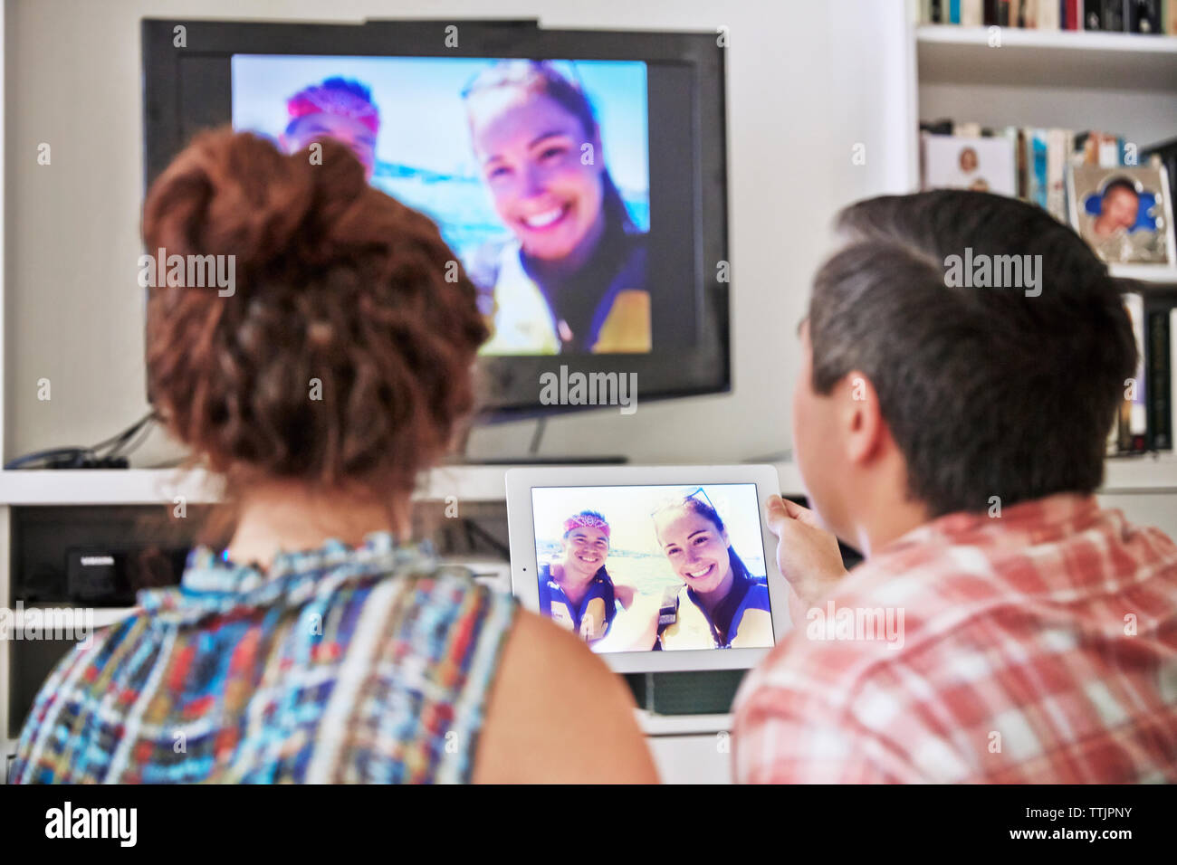 Group video calling on computer hi-res stock photography and images - Alamy