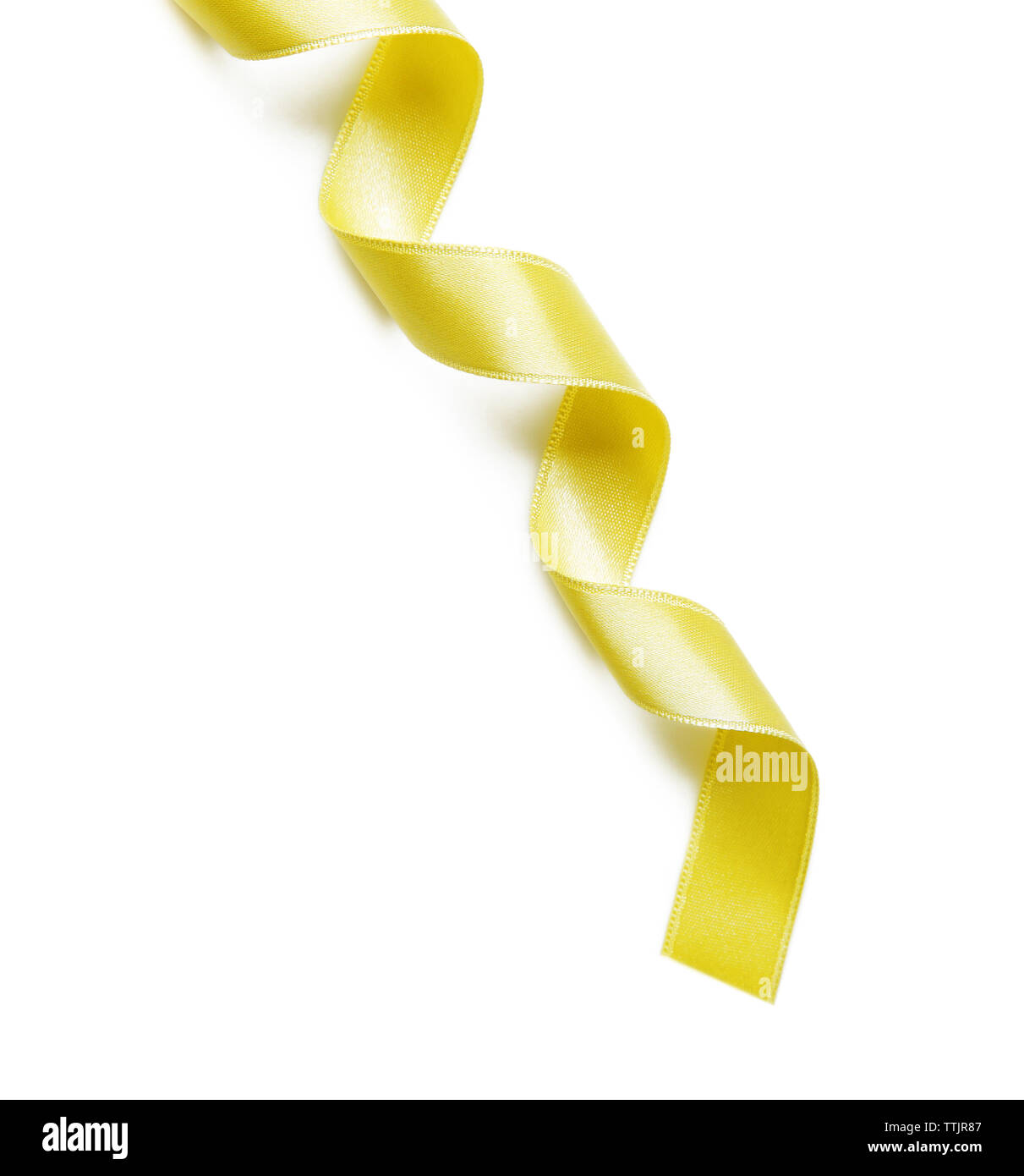 Yellow ribbon on white background Stock Photo - Alamy