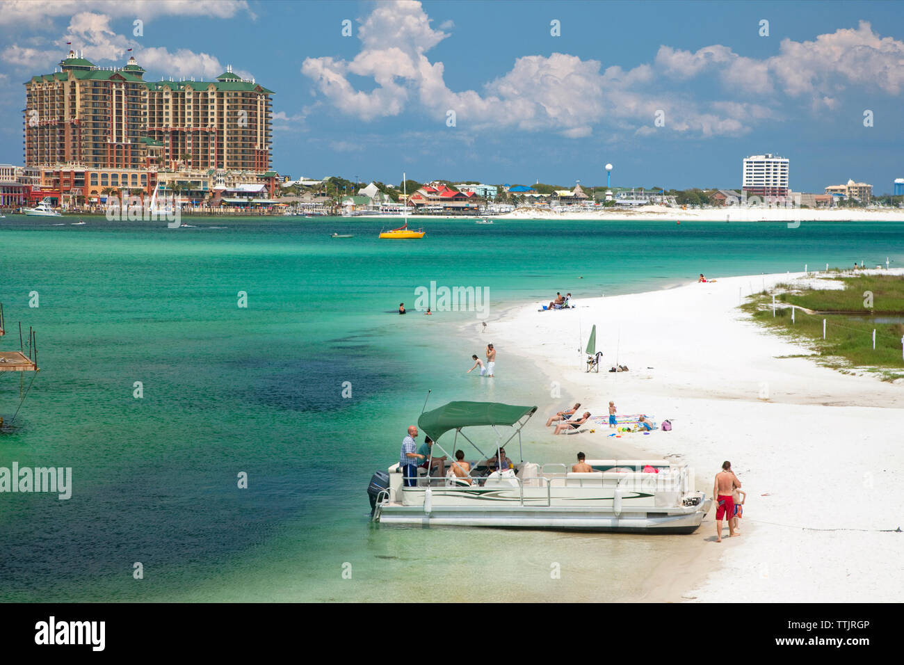 High angle view of people enjoying on shore at beach Stock Photo - Alamy
