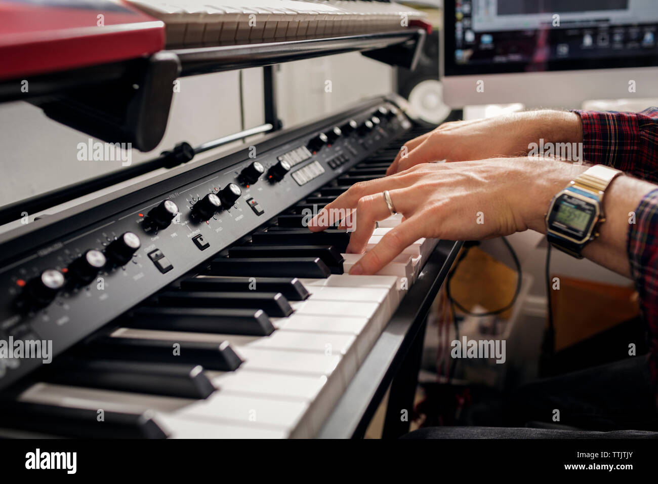 Old man playing music instruments hi-res stock photography and images ...