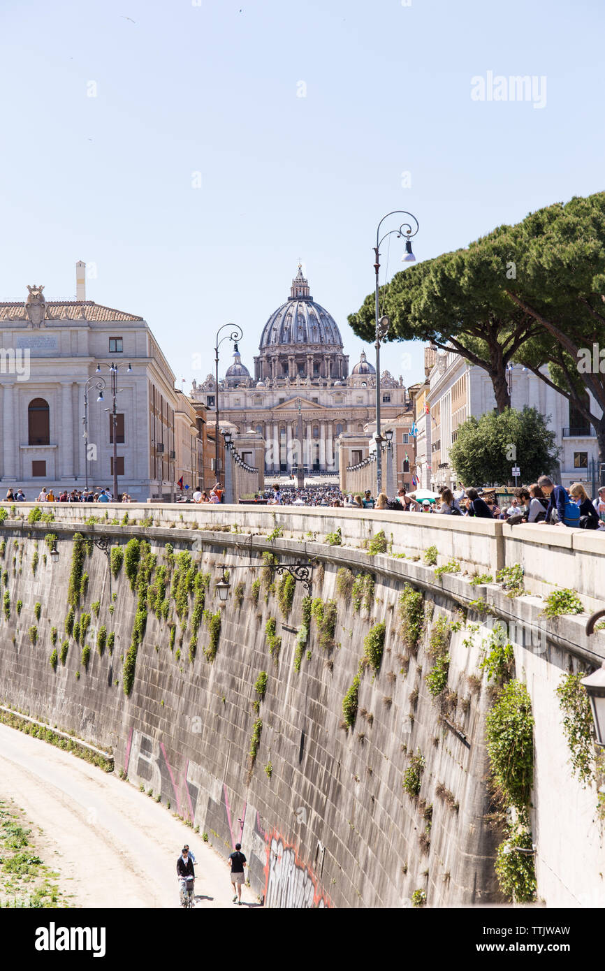 ROME, ITALY - APRIL 27, 2019: View from the distance of Saint Peter's ...
