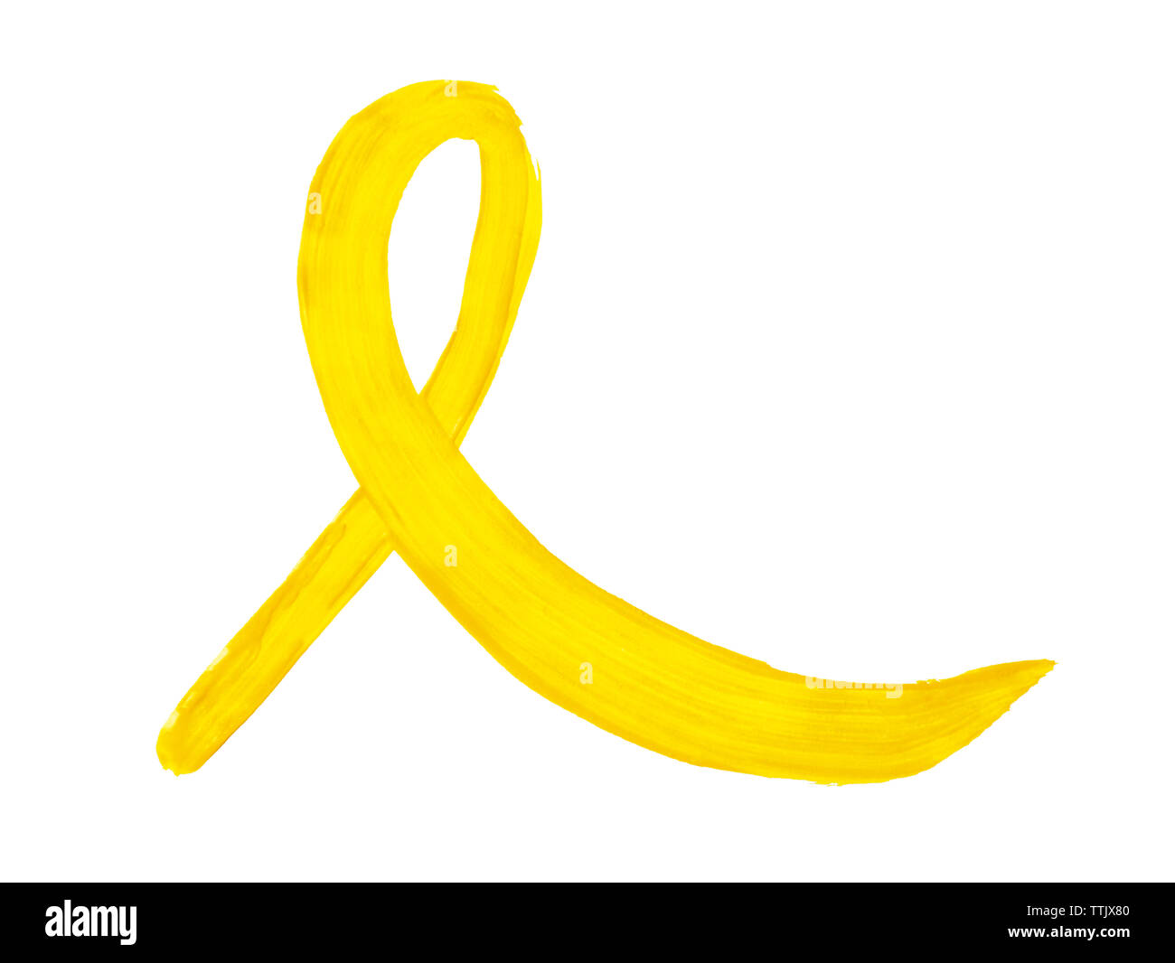 Painted yellow awareness ribbon on light background Stock Photo - Alamy