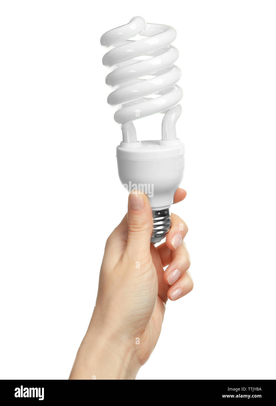 Woman hand holding bulb, isolated on white Stock Photo - Alamy