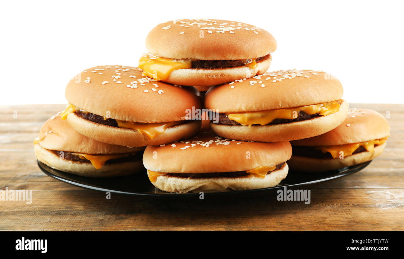 Cheeseburgers pile hi-res stock photography and images - Alamy