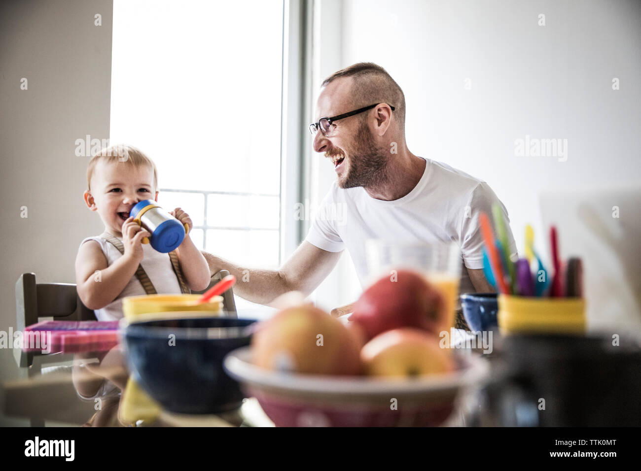Father drinking with daughter hi-res stock photography and images - Alamy