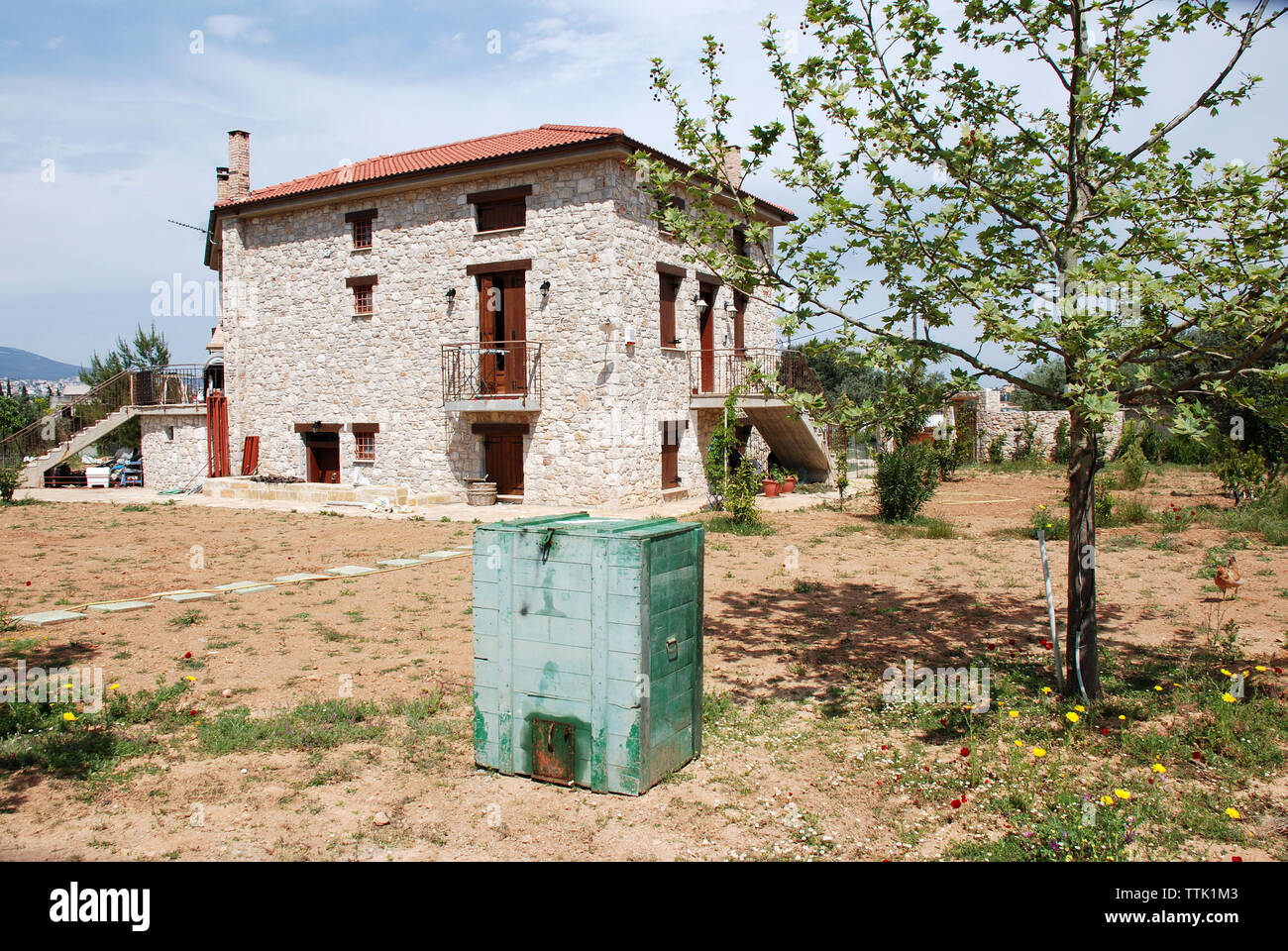 Spata Village, Attika, Greece / Life in the farm: Compost box Stock ...