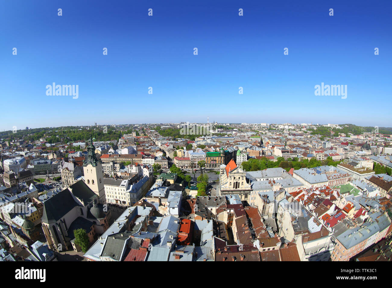 Panoramic view from roof, Lviv Stock Photo - Alamy
