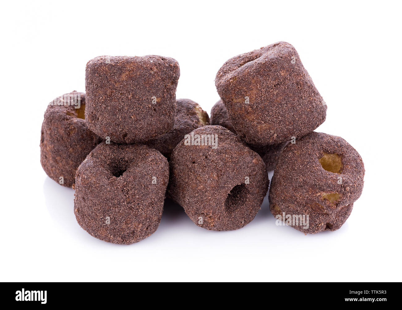 Crunchy corn chocolate snacks on a white background Stock Photo - Alamy