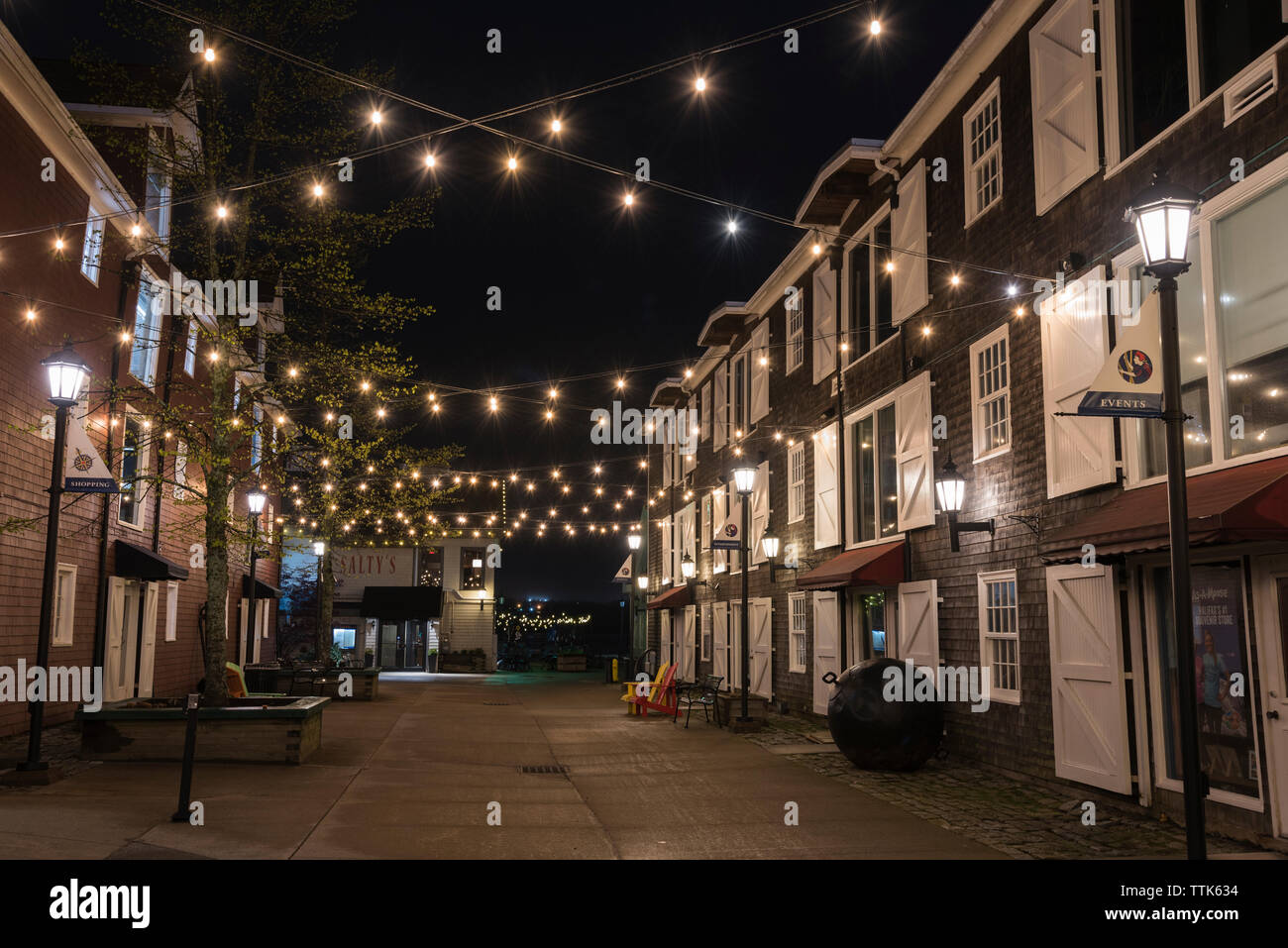 Halifax historic waterfront at night, Halifax, Nova Scotia, Canada ...