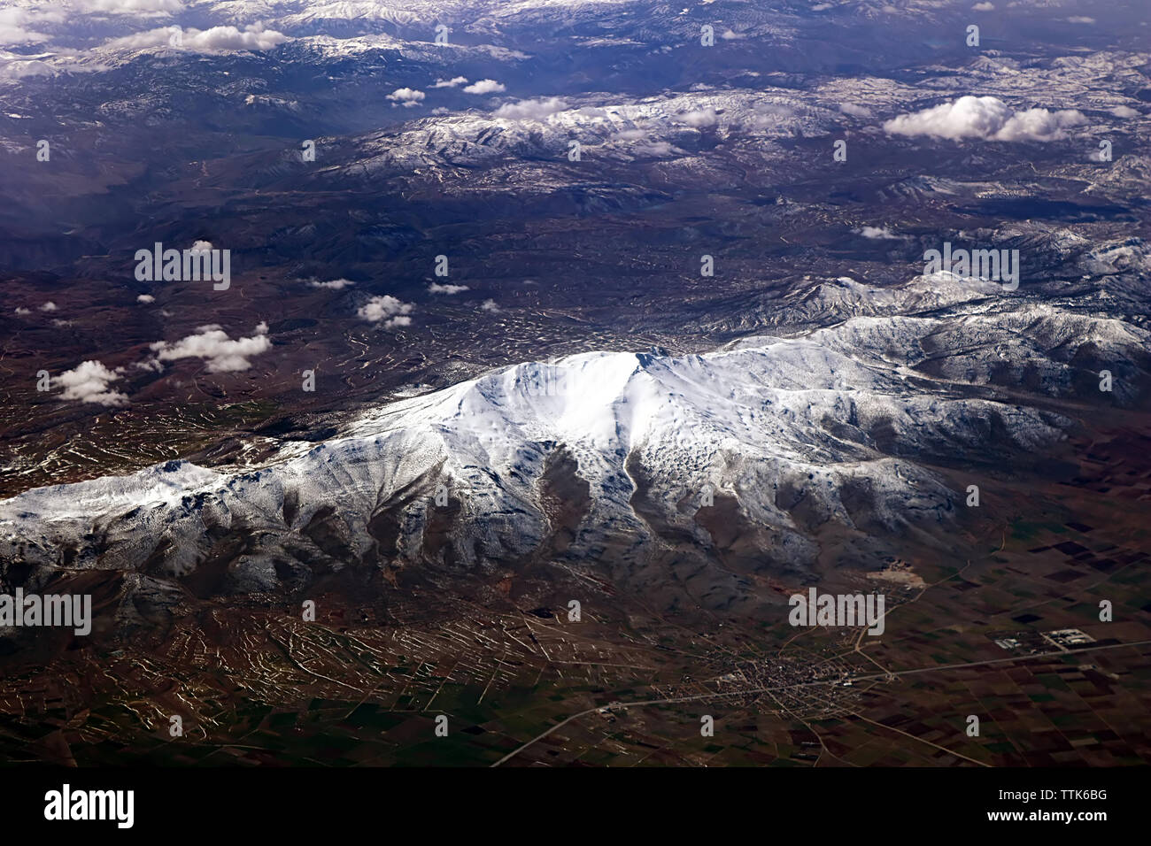 View of snow mountains in Turkey from the plane Stock Photo - Alamy