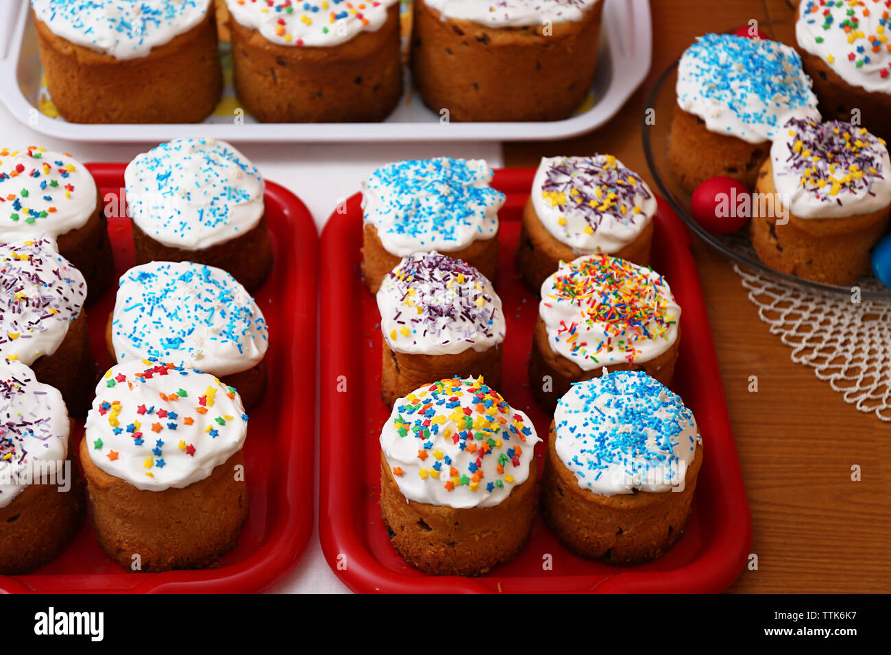 Easter cakes on trays Stock Photo - Alamy