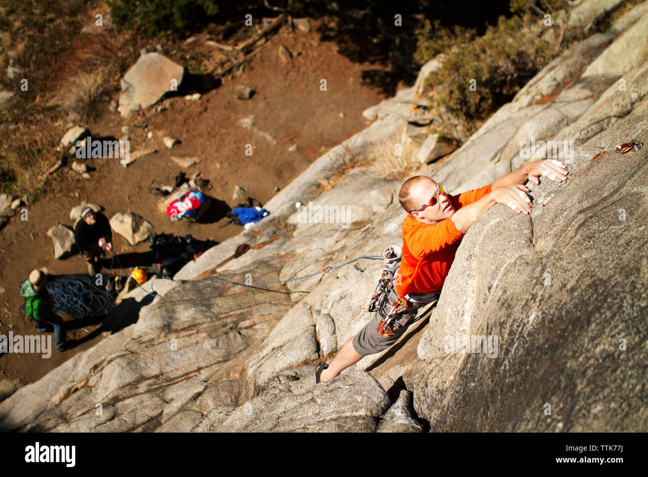 High angle view of man of climbing mountain Stock Photo - Alamy