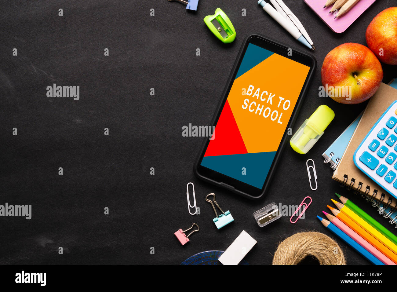 Mock up mobile phone for back to school background concept. School ...