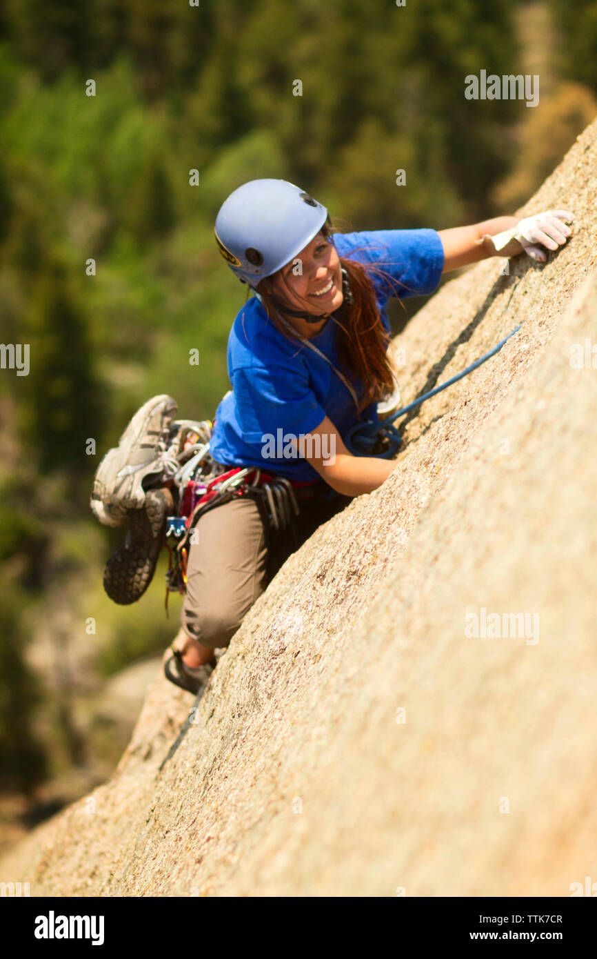 High angle view of hiker climbing mountain Stock Photo - Alamy