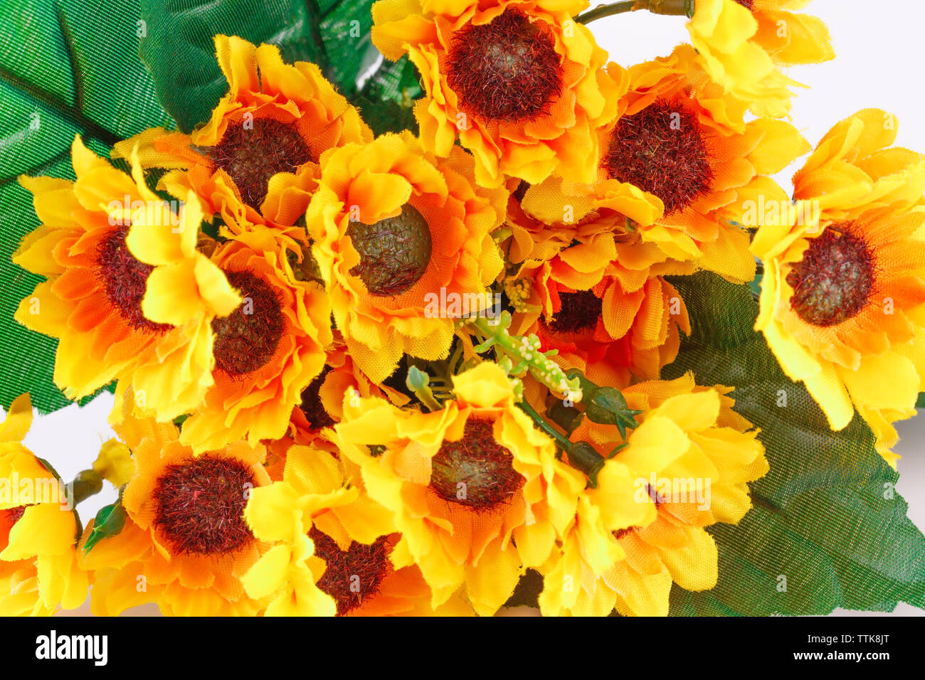 Yellow fabric flowers closeup picture Stock Photo - Alamy