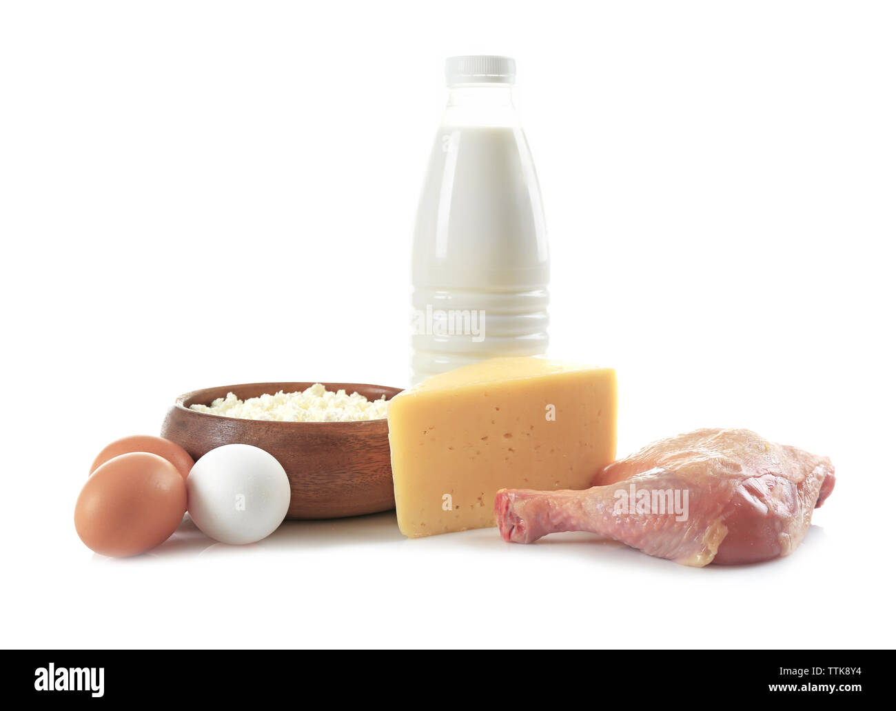 Products containing proteins and fats, isolated on white Stock Photo ...