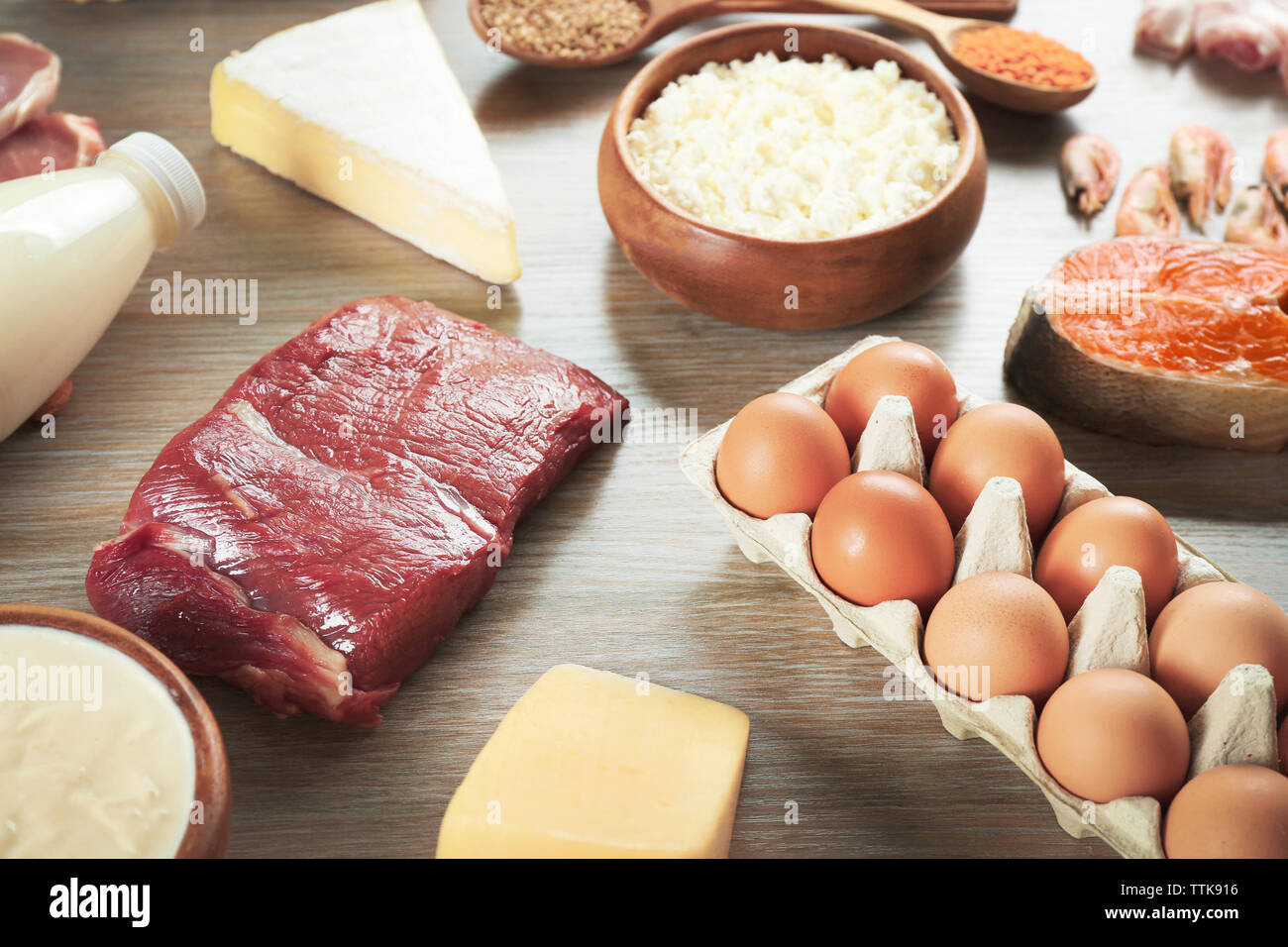 Dairy products on table Stock Photo - Alamy