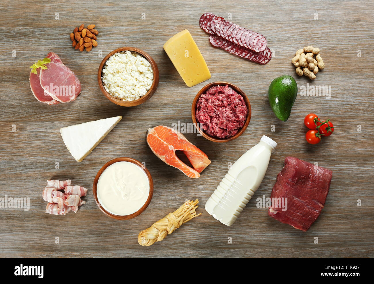 Fish meat dairy nuts hi-res stock photography and images - Alamy
