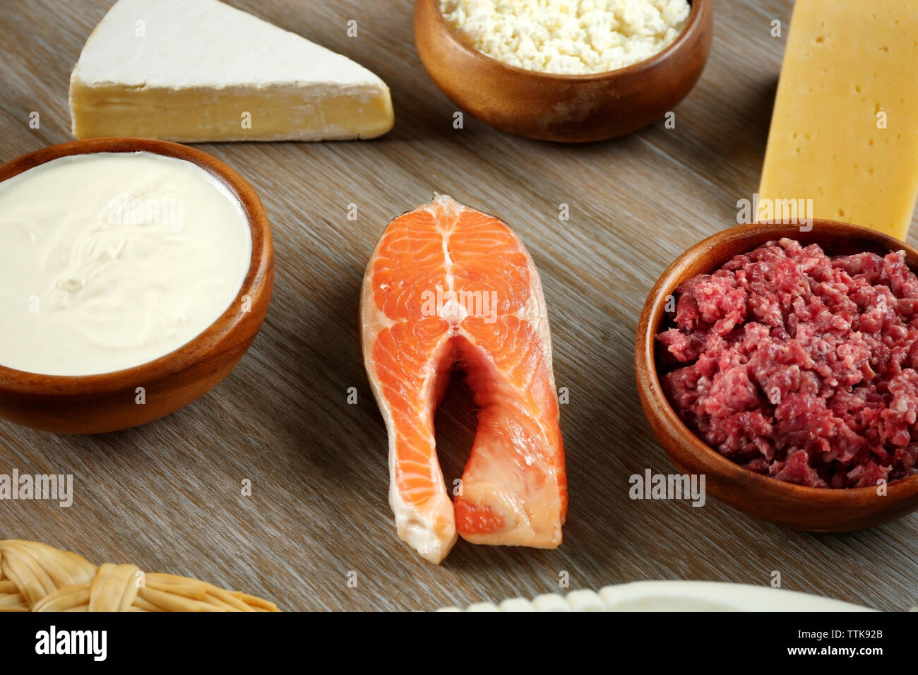 Dairy products on table Stock Photo - Alamy