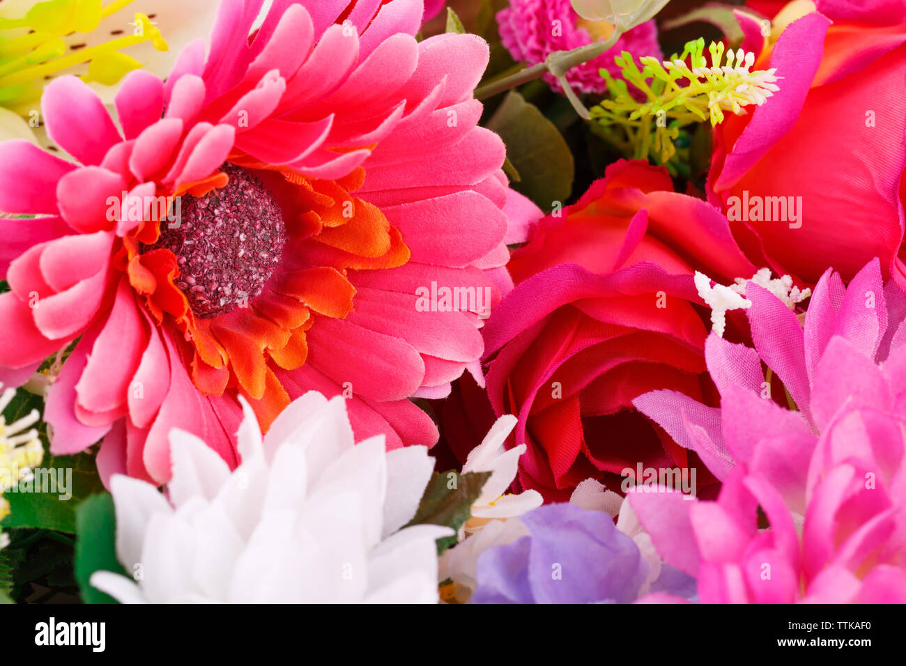 Colorful fabric flowers closeup picture Stock Photo - Alamy