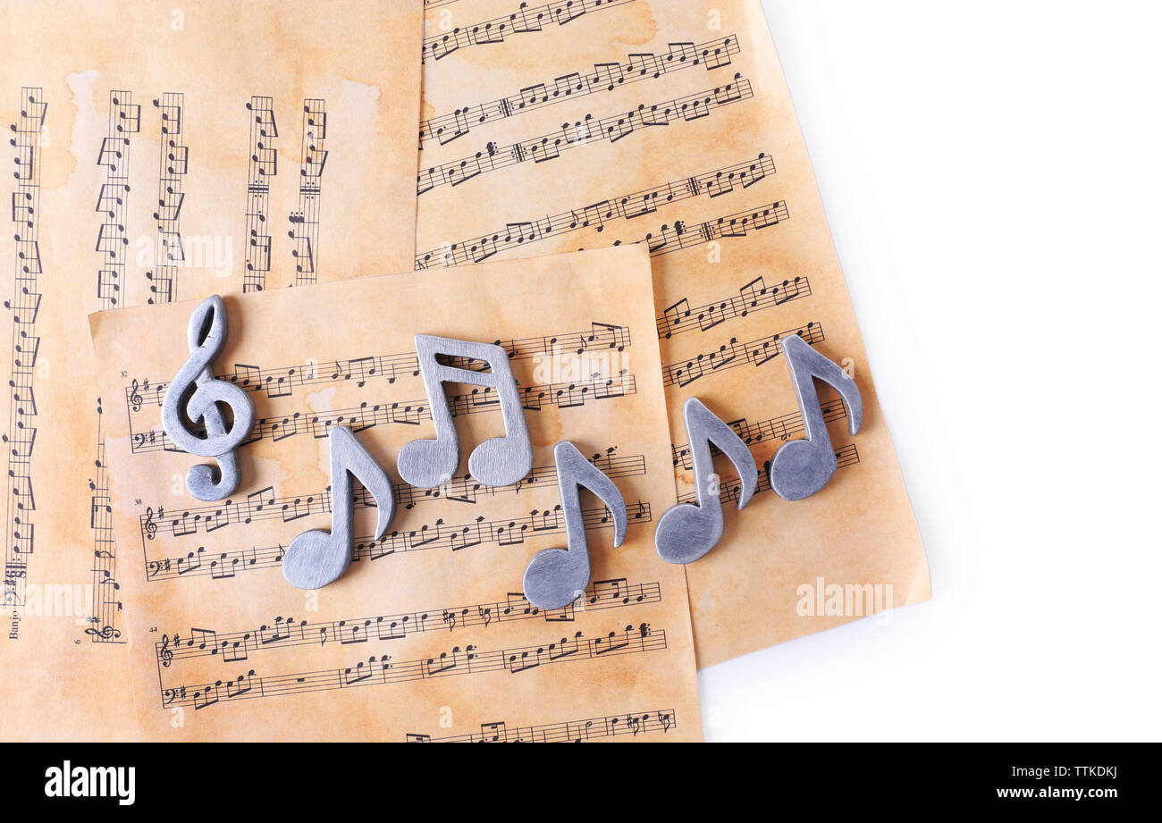 Music notes on table Stock Photo - Alamy