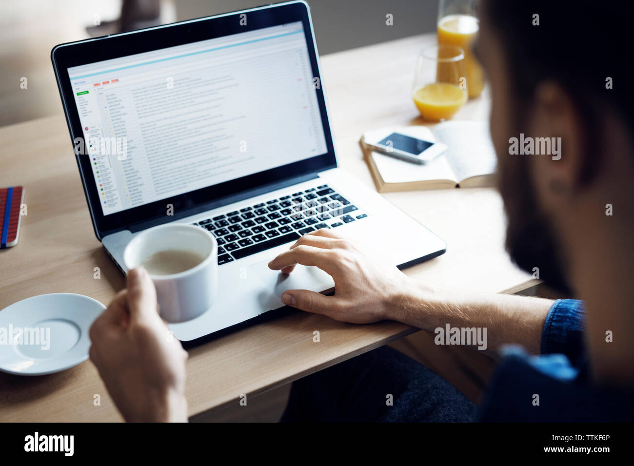 Old man coffee computer hi-res stock photography and images - Alamy