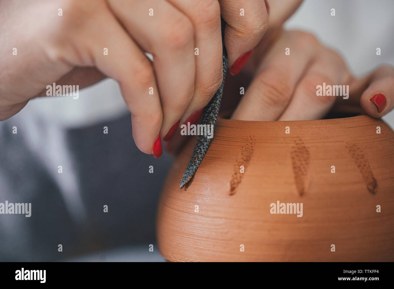 Cropped hands making clay pot hi-res stock photography and images - Alamy