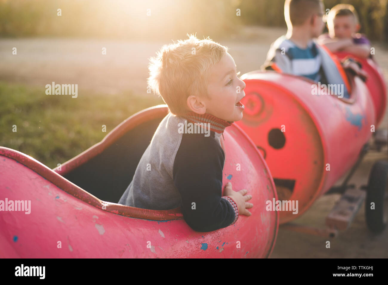 Boy riding in train playing hi-res stock photography and images - Alamy