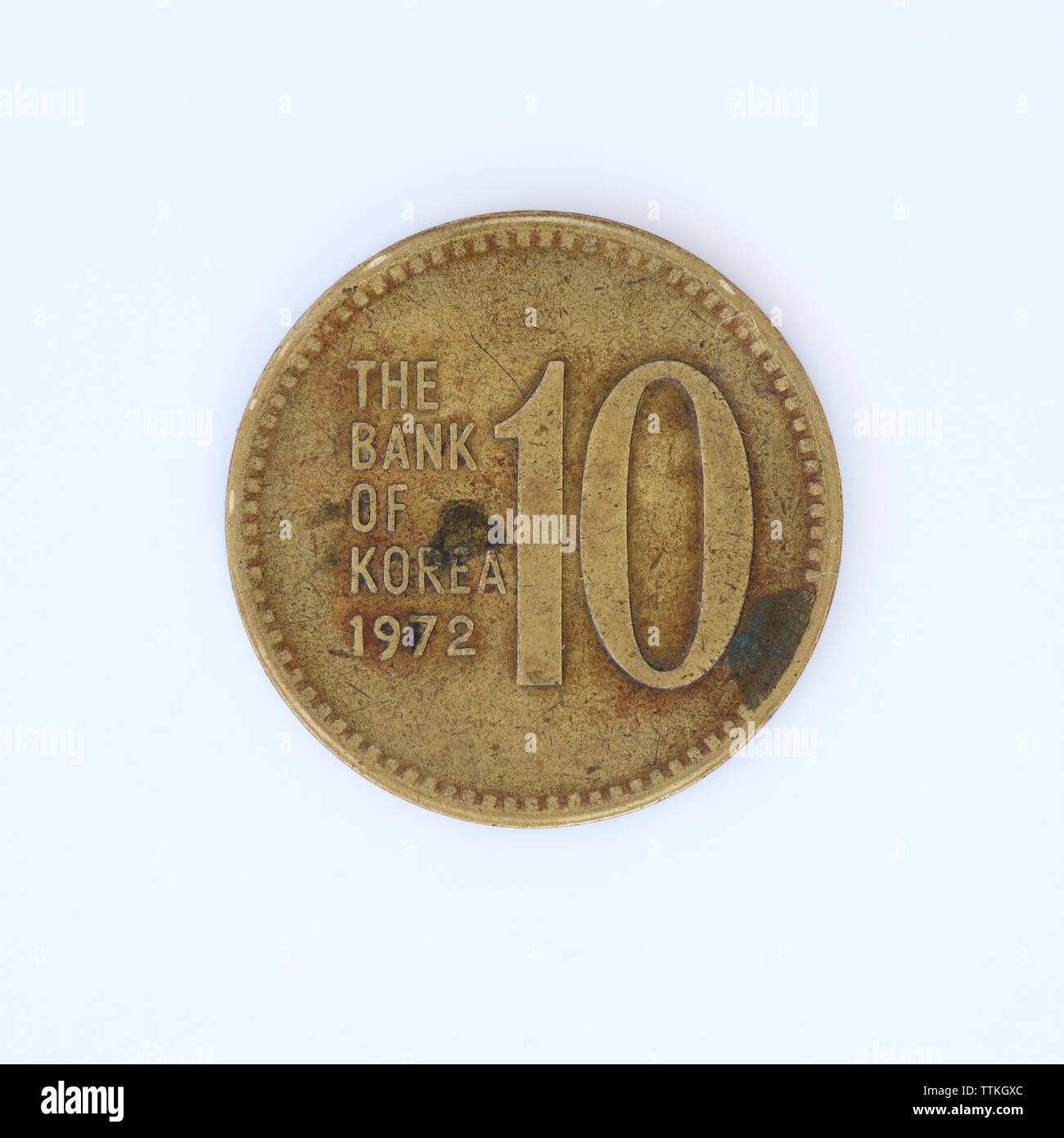 South Korea 10 Won Coin - 1972 Stock Photo - Alamy
