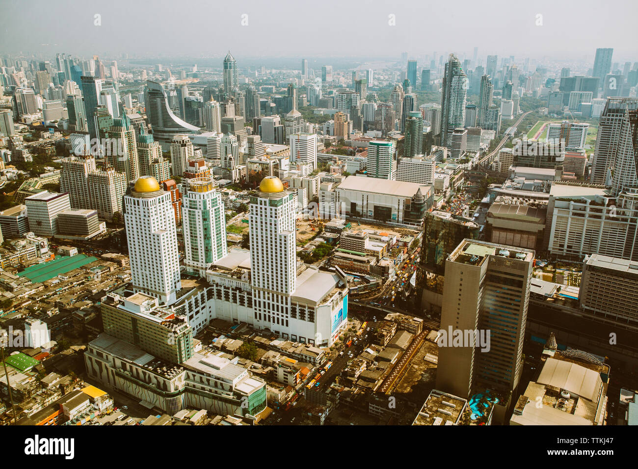 Aerial view of skyscrapers in city Stock Photo - Alamy