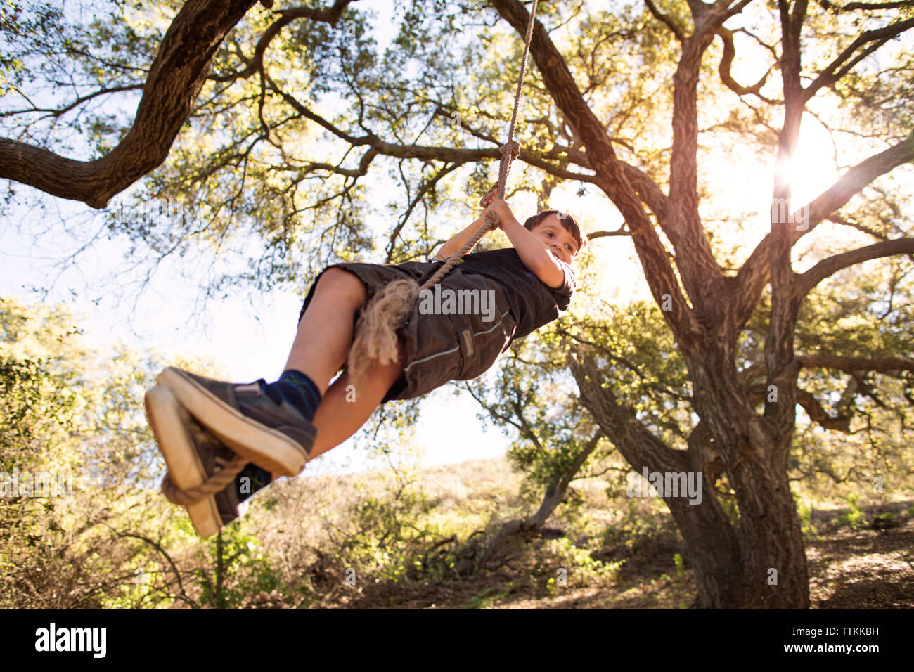 Boy swing rope hi-res stock photography and images - Alamy