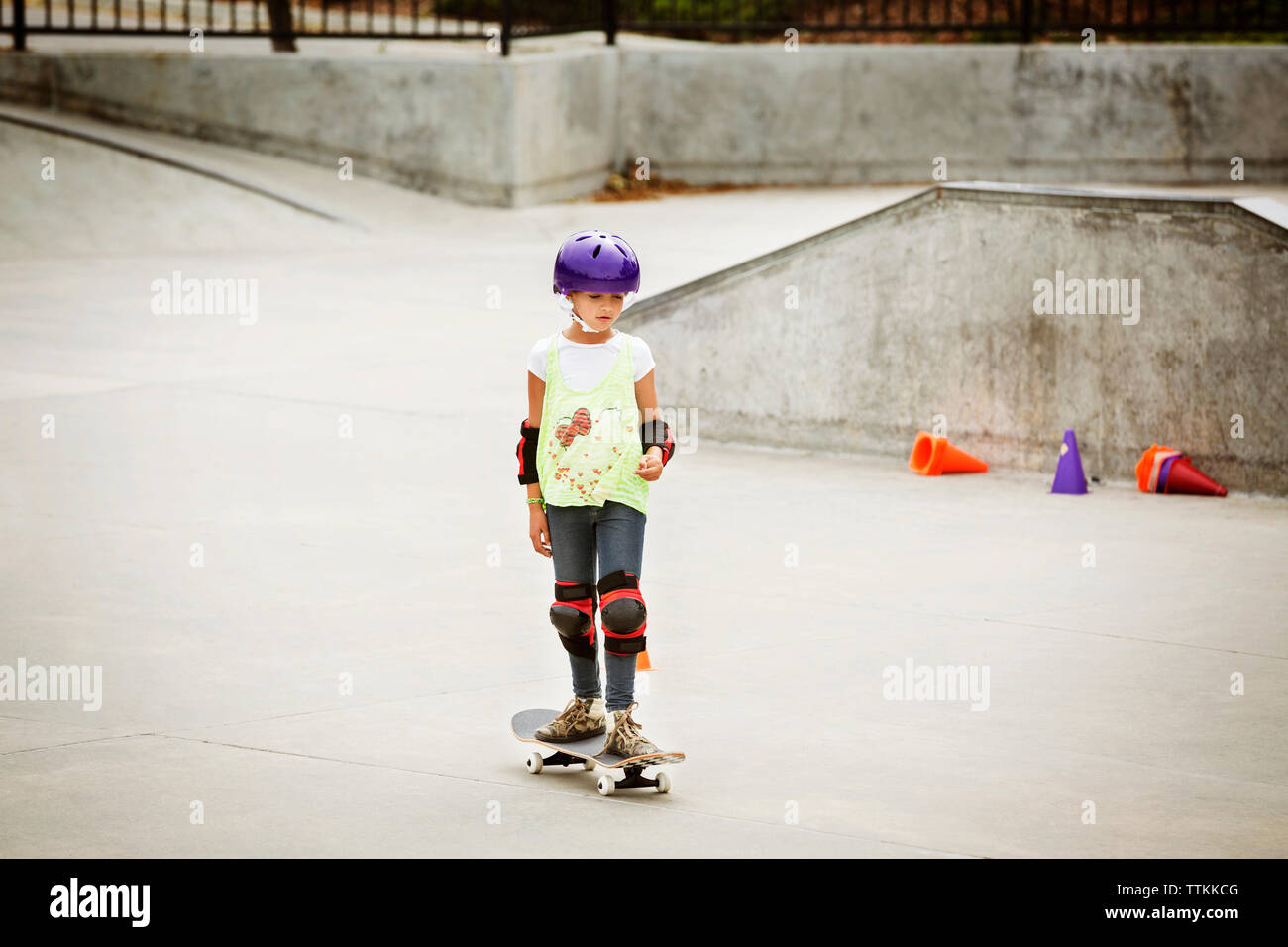 Girl skateboarding on ramp Stock Photo - Alamy