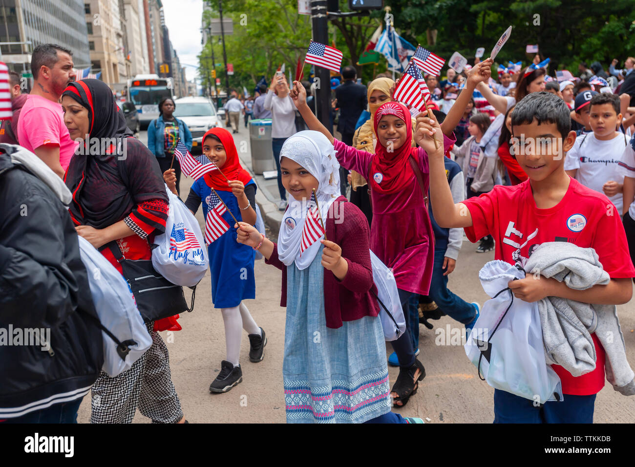 Marchers in the annual Flag Day Parade in New York on Friday, June 14 ...