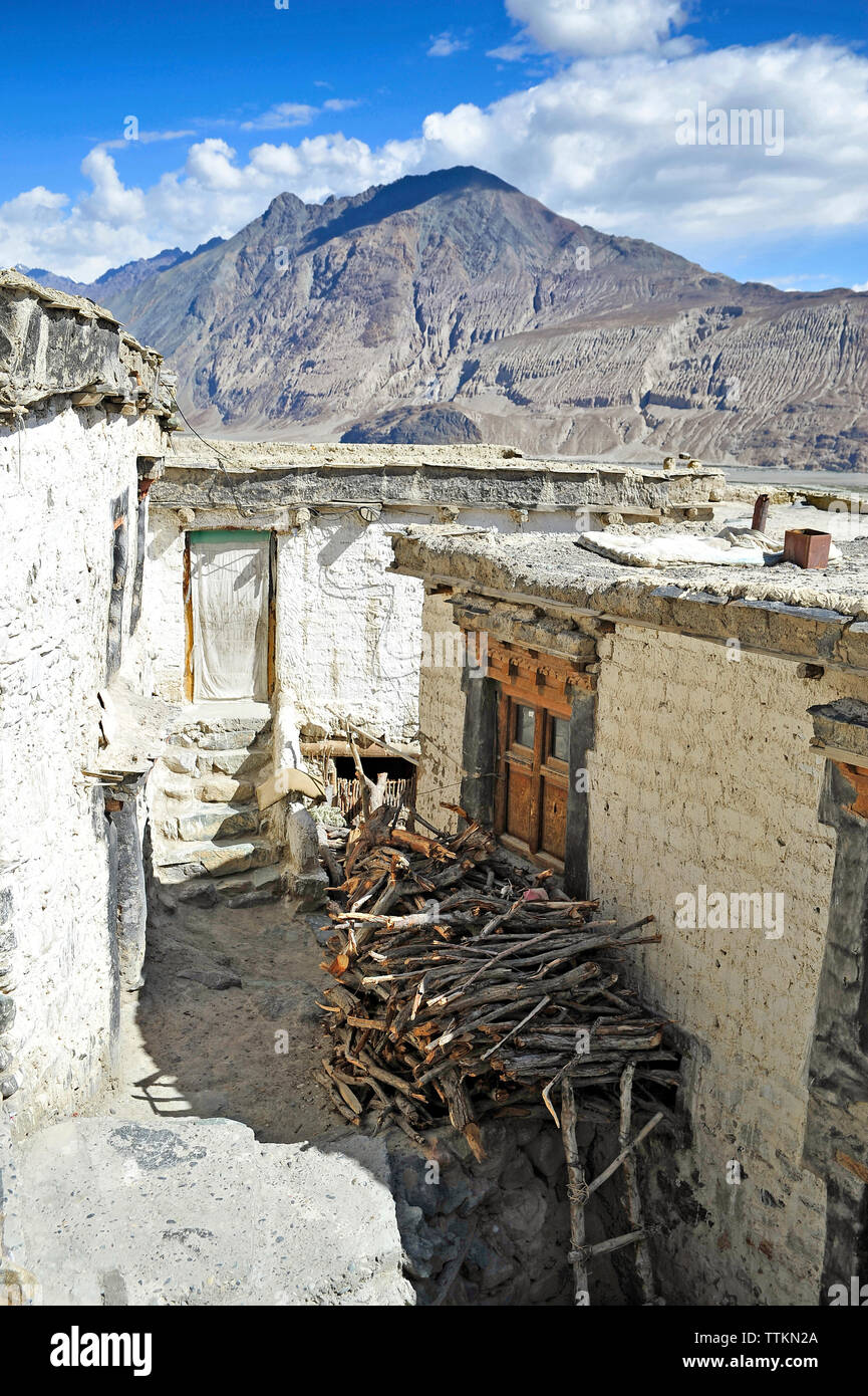 Housing structure in Diskit Gompa, architectural details, Nubra Valley ...