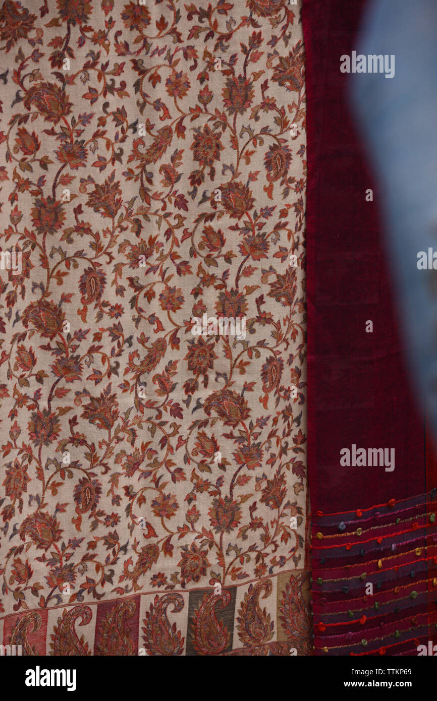 Floral pattern on a shawl, Dilli Haat, New Delhi, India Stock Photo - Alamy