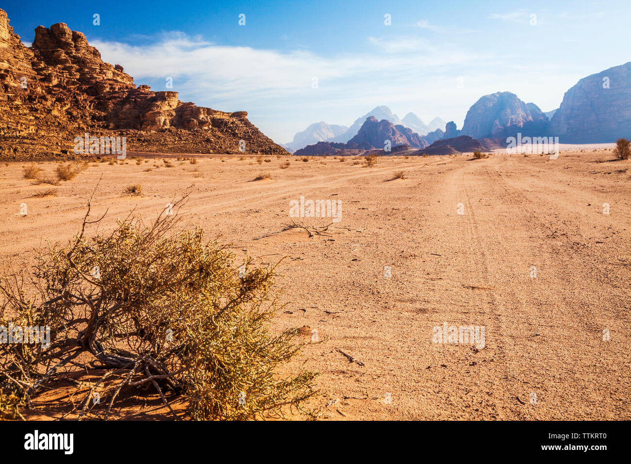 The rock formations in the Jordanian desert at Wadi Rum or Valley of ...