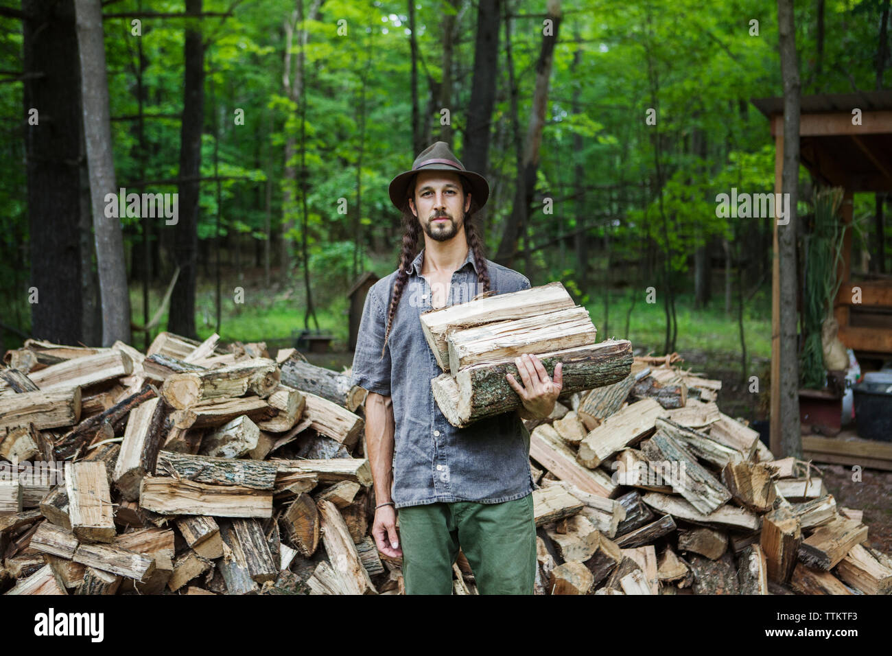 Man carrying firewood in hi-res stock photography and images - Alamy
