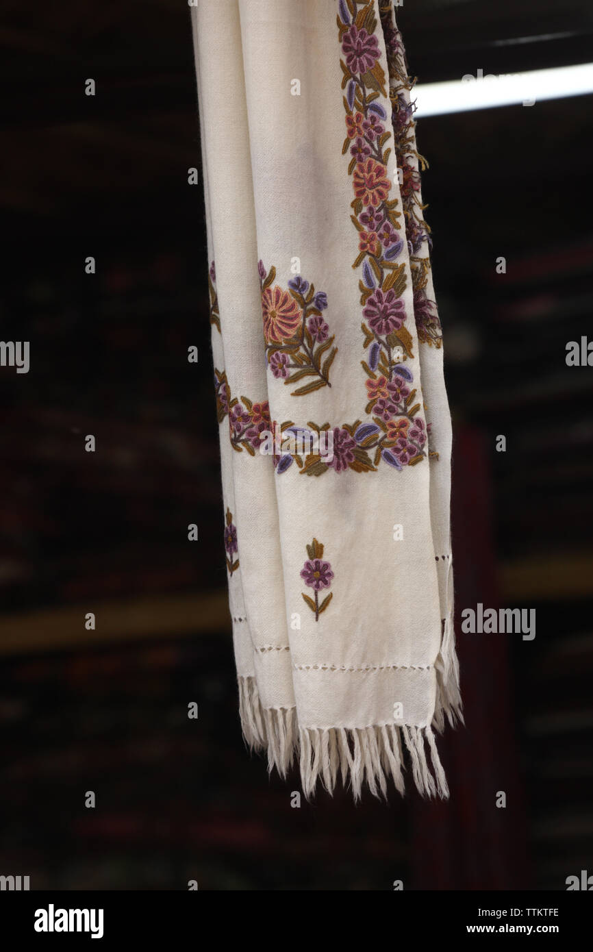 Embroidery on a shawl, Dilli Haat, New Delhi, India Stock Photo - Alamy