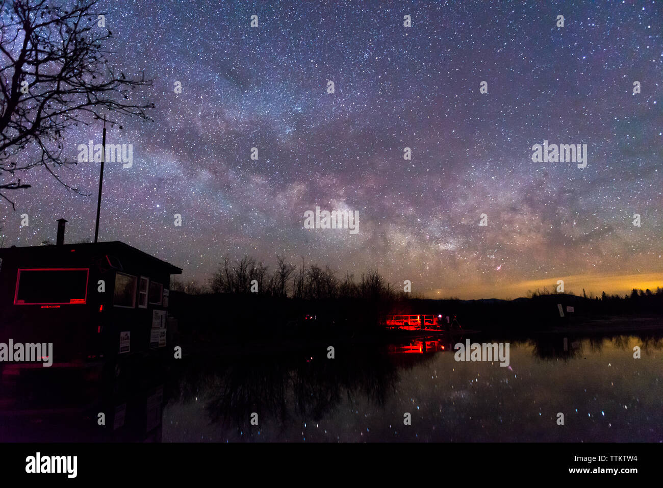 Milky Way Galaxy Core Stretching over Lac Megantic Stock Photo - Alamy