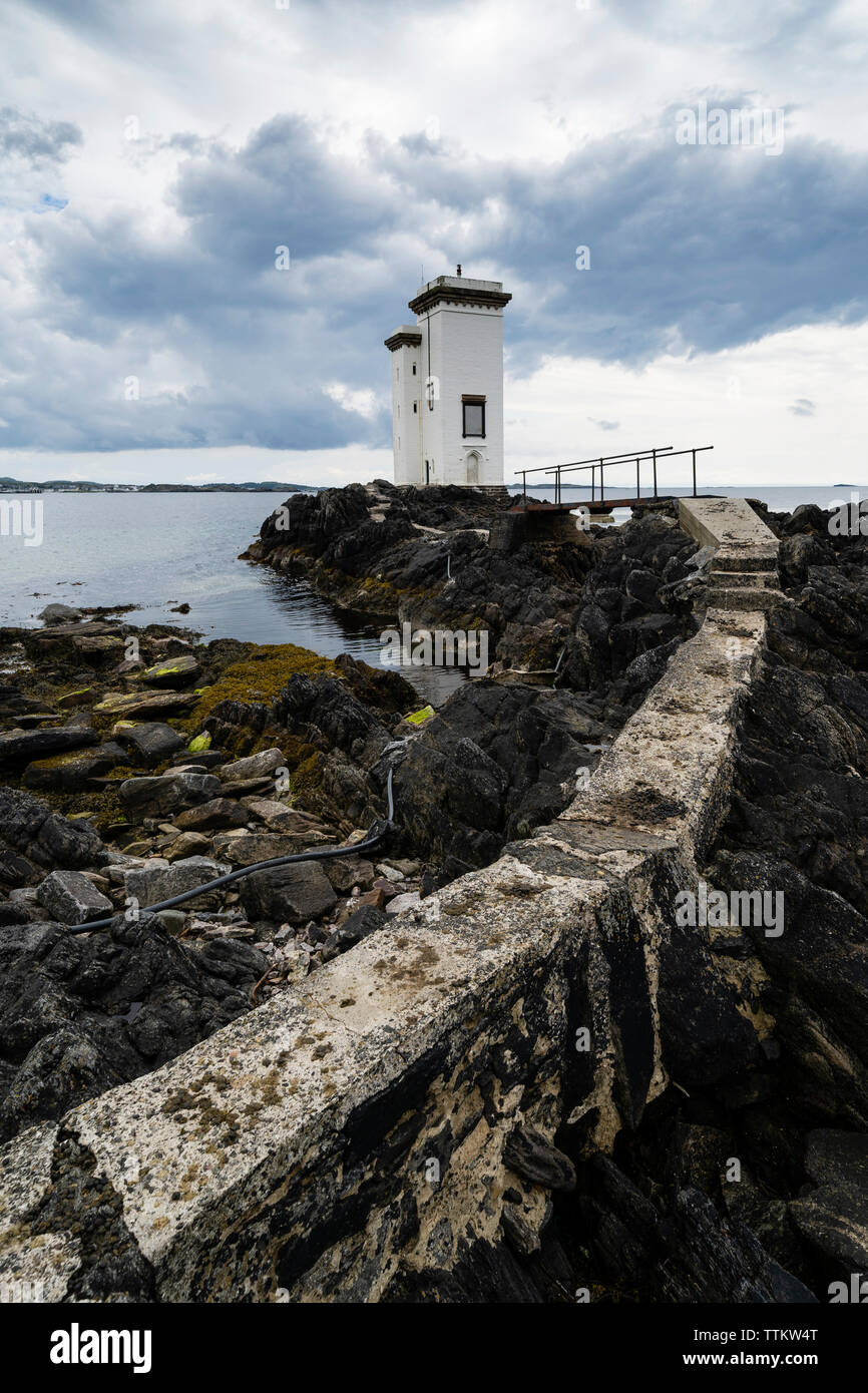 Port Ellen Lighthouse (Carraig Fhada lighthouse) on Islay in Inner ...