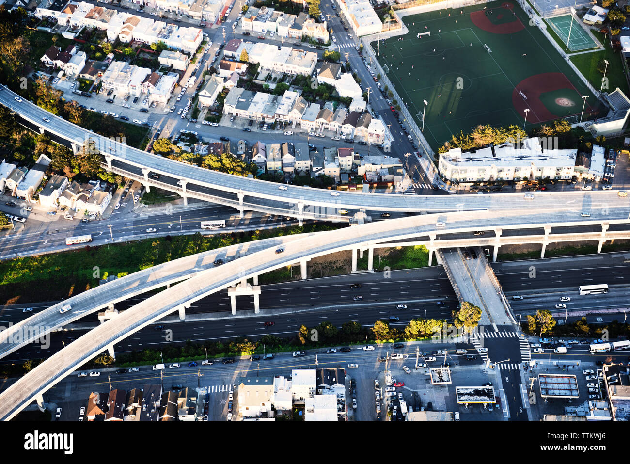 Aerial view roads highways in hi-res stock photography and images - Alamy
