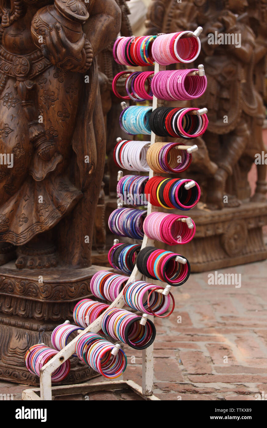 Bangles at a market stall, Dilli Haat, New Delhi, India Stock Photo - Alamy